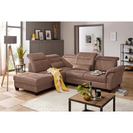 Ecksofa Home Affaire, B:260cm H:104cm T:235cm, braun, Luxus-Microfaser Lederoptik (100% Polyester);Struktur (100% Polyester);Luxus-Microfaser ALTARA