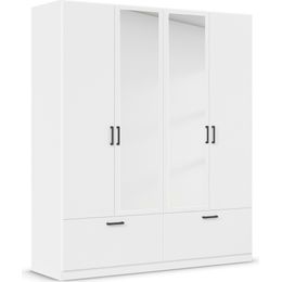 Dreht&uuml;renschrank Rauch, B:180cm H:210cm T:54cm, wei&szlig;, Holzwerkstoff, Schr&auml;nke, "Kleiderschrank Schrank Garderobe W&auml;scheschrank BARI mit Spiegel", mit