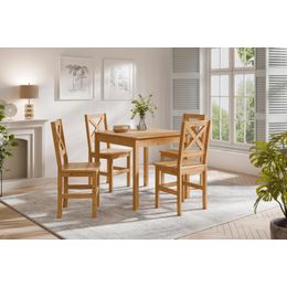 Essgruppe Home Affaire, B:44cm H:90cm T:43cm, beige, FSC-zertifiziertes Massivholz, Sitzm&ouml;bel-Sets, "Malm&ouml;", bestehend aus Tisch und St&uuml;hlen in