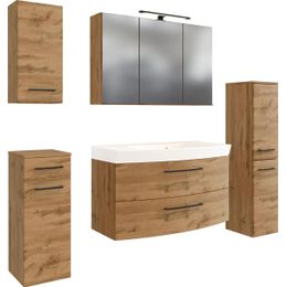 Badmöbel-Set Welltime, B:160cm H:200cm T:50cm, braun, MDF, Kastenmöbel-Sets, "Chicago", Soft-Close-Funktion