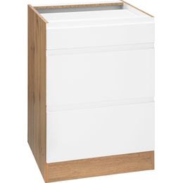 Unterschrank KOCHSTATION, B:60cm H:82cm T:60cm, wei&szlig;, Holzwerkstoff, K&uuml;che, Schr&auml;nke, "KS-Bruneck", >>Bruneck<< 60 cm breit, f&uuml;r viel Stauraum,