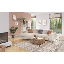 Ecksofa COTTA, B:244cm H:72cm T:166cm, grau, 100% Polyester, Wohnzimmer, Sofas, "Kitty L-Form, B: 242 cm", mit Kopfteilverstellung, optional