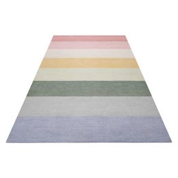 Kinderteppich Smart Kids, B:160cm H:1,2mm L:230cm, bunt, Wolle, Teppiche, "Lio", handgetuftet aus Naturfasern, bunte pastellige Streifen, Kinderzimmer