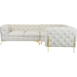 Chesterfield-Sofa Home Affaire, B:264cm H:75cm T:204cm, beige, Struktur (100% Polyester);Samtoptik (100% Polyester), Sofas, "Amaury L-Form", moderne