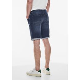 Street One MEN Herren Bermudas, blau, Gr. 32, unifarben, Web, 79% Baumwolle, 20% Polyester, 1% Elasthan, Hosen, in dunkelblauer Waschung