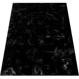 Fellteppich Paco Home, B:60cm H:14mm L:90cm, schwarz, Polyester, Teppiche, "Kunstfell Soft 380", Langflor, Kuschelteppich - besonders weich,