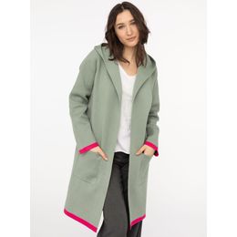 Zwillingsherz Damen Strickjacke ""Mona"", gr&uuml;n, Gr. S, Strick, Obermaterial: 50% Viskose, 27% Polyester, 23% Nylon, Strickjacken, Kapuze, Taschen,