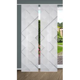 Schiebegardine HOME IN GREEN, B:60cm H:245cm, grau, Polyester, Wohnzimmer, Gardinen, "SYLVIA", SET DIGITALDRUCK,BAMBUSOPTIK RECYCELT