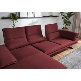Ecksofa W.Schillig, B:291cm H:94cm T:164cm, rot, Longlife Xtra-Leder Z69: Das feinnarbige, gedeckte Softleder Z69 besticht durch seine