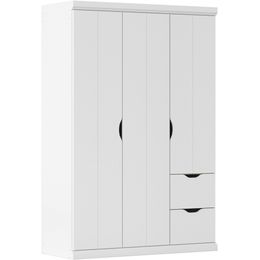 Kleiderschrank Rauch, B:136cm H:203cm T:56cm, wei&szlig;, Holzwerkstoff, Kinderzimmer, Schr&auml;nke, "Dreht&uuml;renschrank Schrank Garderobe W&auml;scheschrank