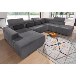 Wohnlandschaft DOMO collection, B:359cm H:80cm T:228cm, grau, Kunstleder SOFTLUX;Luxus-Microfaser in Antikleder-Optik (100%
