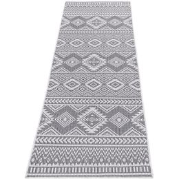 Outdoorteppich Carpet City, B:80cm H:5mm L:250cm, grau, Polypropylen, Teppiche, "PALM 3522", L&auml;ufer, Wetterfest & UV-best&auml;ndig, f&uuml;r Balkon, Terrasse,