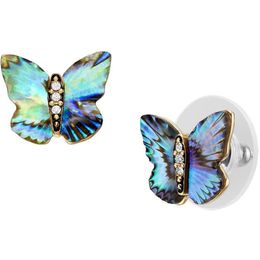 Fossil Damen Paar Ohrstecker "Schmuck Edelstahl Ohrringe Sutton Schmetterling", Edelstahl, bunt, Edelstahl, Ohrringe, mit Glasstein - mit