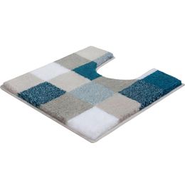 Badematte Kleine Wolke, H:25mm, blau, Kunstfaser, Badematten, "Caro", Badteppich, modernes Karo-Muster, Pastell-Farben, waschbar