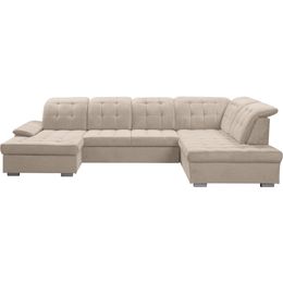 Wohnlandschaft WERK2, B:332cm H:105cm T:217cm, beige, 95% Polyester, 5% Nylon, Sofas, "Kordula-New Multifunktion Couch, Breite 332cm, U-Form", Sofa