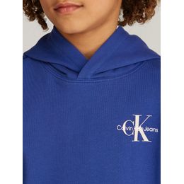 Mädchen Kapuzensweatshirt "SMALL MONOGRAM HOODIE", blau, Gr. 4, Calvin Klein Jeans, Sweatware, Obermaterial: 100% Baumwolle, Sweatshirts, für Kinder