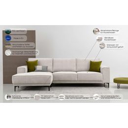Ecksofa OTTO HOME, B:280cm H:85cm T:152cm, beige, 100% Polyester, Wohnzimmer, Sofas, "Polsterecke Oland, Struktur, Flachgewebe, Luxus-Microfaser,