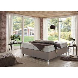 Boxspringbett, B:200cm L:200cm, beige, Westfalia Schlafkomfort, Komplettbetten, "London in den Breiten 160x200, 180x200cm & 200x200cm"
