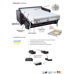 Schlafsofa Bali, B:215cm H:93cm T:103cm, grau, Wohnzimmer, Sofas, "Dallas, Dauerschläfer", in 140er und 160er Breite, inkl. Ergoflex-Unterfederung
