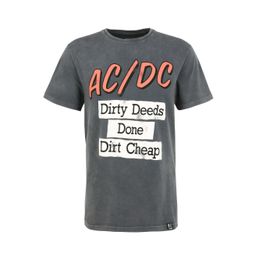 Recovered Herren T-Shirt "ACDC Dirty Deeds Done Cheap Washed Grey", grau, Gr. M, bedruckt, 100% Baumwolle, Shirts, im zeitlosen Design