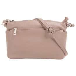CLUTY Damen Umhängetasche, rosa, Leder, unifarben, Taschen, echt Leder, Made in Italy