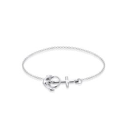 Elli Damen Armband "Anker Kreuz 925 Silber", 19cm, ohne Stein, Silber 925 (Sterlingsilber), silber, Silber 925 (Sterlingsilber), Armb&auml;nder