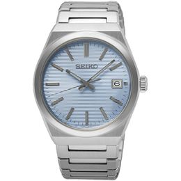 Seiko Herren Quarzuhr, silber, Armbanduhren, Armbanduhr, Herrenuhr, Edelstahlarmband, analog, Datum