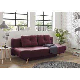 Schlafsofa Home Affaire, B:200cm H:88cm T:99cm, rot, Wohnzimmer, Sofas, "Segmon", einfach in ein bequemes Bett umwandeln, inklusive Bettkasten