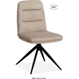 Esszimmerstuhl OMG DESIGN, B:48cm H:88cm T:63cmsand, schwarz, sand, Polyester, St&uuml;hle, "Giza", Drehstuhl mit auto-return, pflegeleichter Bezug