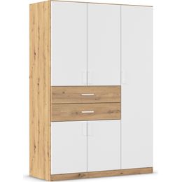 Dreht&uuml;renschrank Rauch, B:136cm H:197cm T:54cm, wei&szlig;, Holzwerkstoff, Schr&auml;nke, "Kleiderschrank Schrank Garderobe MAIKA mit Dekor-Front", 2