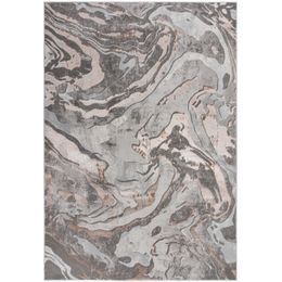 Teppich FLAIR RUGS, B:200cm H:12mm L:290cm, rosa, Kunstfaser, Wohnzimmer, Teppiche, "Marbled", dezenter Glanz, mehrfarbig, modernes Marmor-Design