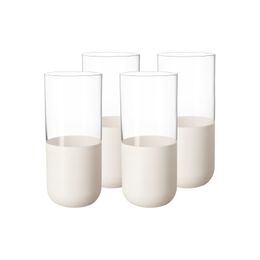 Villeroy & Boch VILLEROY & BOCH Longdrinkglas "Longdrinkbecher Manufacture Rock 300 ml 4er Set weiß-transparent", weiß, Trinkgefäße