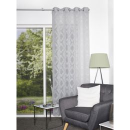 Vorhang Home Wohnideen, B:140cm H:245cm, grau, Polyester, Wohnzimmer, Gardinen, "FAJOLLE", &Ouml;senschal Leinenoptik Scherlimusterung