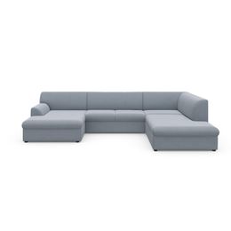 Wohnlandschaft DOMO collection, B:320cm H:78cm T:213cm, blau, Sofas, "Topper, elegant und zeitlos, komfortabel, U-Form", wahlweise mit Bettfunktion