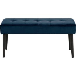 Sitzbank ACTONA GROUP, B:95cm H:45cm T:38cm, blau, Polyester, Esszimmer, Sitzbänke, "Gisela", mit edlem Samtvelours und Rautenheftungen, in mehreren
