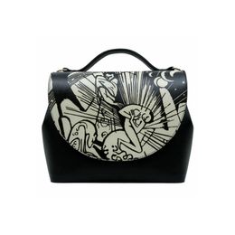 DOGO Damen Henkeltasche "Handy Umhängetasche Desire For Peace Schultertasche", schwarz, Lacklederimitat, Taschen, Handgefertigt