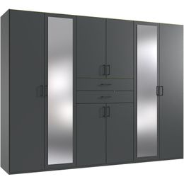 Kleiderschrank wimex, B:270cm H:207cm T:58cm, schwarz, Kinderzimmer, Schränke, "Diver Drehtürenschrank mit Spiegel, 180, 225 o. 270cm breit",