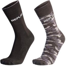 Replay Damen Socken "Leg Logo & Camouflage 2Pcs Banderole", Gr. 43, bunt, Baumwollmischung, Socken, mit Logoschriftzug