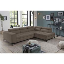 Ecksofa, B:276cm H:75cm T:203cm, grau, exxpo - SOFA FASHION, 100% PES, Sofas, "Bocco, hochwertige Verarbeitung, toller Sitzkomfort, bequem, L-Form",