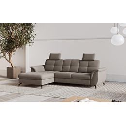 Sit & More Ecksofa SIT & MORE, B:262cm H:92cm T:164cm, braun, 100% Polyester, Wohnzimmer, Sofas, "Zora", wahlweise mit Bettfunktion und Bettkasten