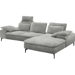 Ecksofa W.Schillig, B:299cm H:83cm T:178cm, grau, Longlife Xtra-Leder Z73: Naturwalkleder der Luxusklasse aus den erlesensten Rohhäuten. Hautstärke