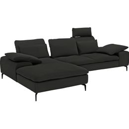 Ecksofa W.Schillig, B:299cm H:83cm T:178cm, grau, Longlife Xtra-Leder Z59: Glattleder mit modischer Prägung. Hautstärke 0, 9 - 1, 1 mm, Wohnzimmer,