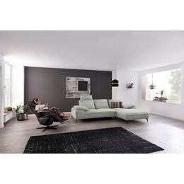 Ecksofa W.Schillig, B:299cm H:83cm T:178cm, grau, Longlife Xtra-Leder Z73: Naturwalkleder der Luxusklasse aus den erlesensten Rohh&auml;uten. Hautst&auml;rke