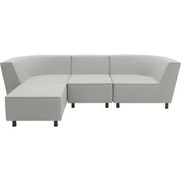 Ecksofa DOMO collection, B:279cm H:77cm T:103cm, silber, 100% Olefin, Garten, Sofas, "Sonna, individuell zusammenstellbar L-Form", Gartenlounge-Set
