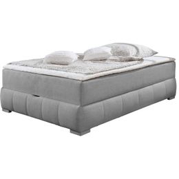 Boxbett OTTO HOME, B:144cm L:204cm, grau, Komplettbetten, "Wehma", ohne Kopfteil, inklusive Topper und Bettkasten