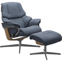 stressless Relaxsessel "Reno" Set, Relaxsessel mit Hocker, mit Hocker, mit Cross Base, Gr&ouml;&szlig;e S, M & L, Holzakzent Eiche