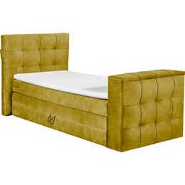 Boxspringbett, B:134cm L:243cm, gelb, SET ONE BY Musterring, Komplettbetten, "Richmond", versenkbarer TV- Halterung mit Fernbedienung
