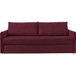 Schlafsofa Bali, B:222cm H:93cm T:98cm, rot, 100% PES, Jugendzimmer, Sofas, "Pisa", mit 3 Matratzenarten, Lattenrost, stabiles Untergestell