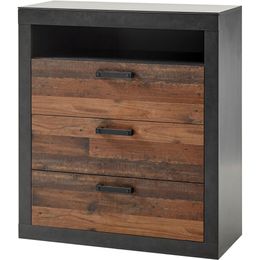 Schubkastenkommode Home Affaire, B:92cm H:104cm T:40cm, grau, FSC-zertifizierter Holzwerkstoff, Sideboards, "BROOKLYN", in dekorativer Rahmenoptik