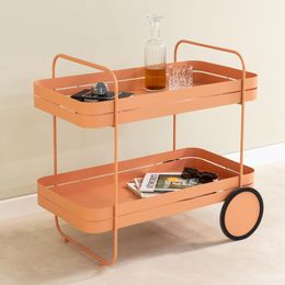 Servierwagen SPINDER DESIGN, B:42cm H:69,3cm T:74cm, orange, Stahl, Küche, Rollwagen, "GIN & TROLLY", Servierwagen aus Stahl mit Gummirädern